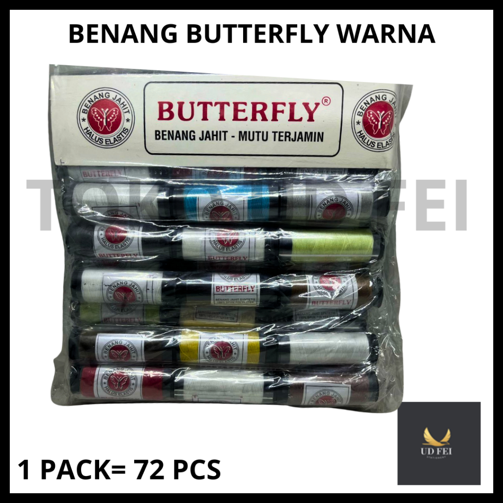 Jual (1 PACK=72 PCS) Benang Butterfly warna/ Benang Butterfly Putih ...