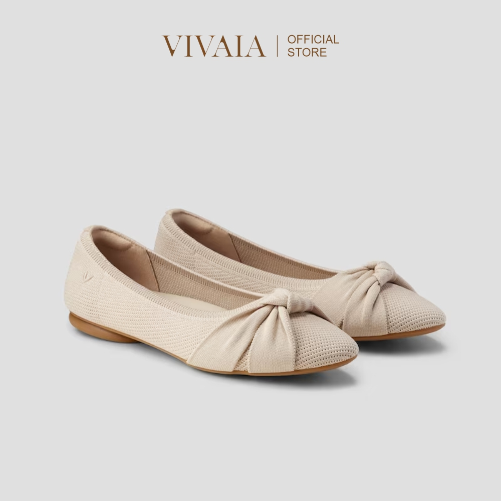 Jual VIVAIA Sepatu Wanita Almond-Toe Knotted Flats (Bibi) - Almond ...