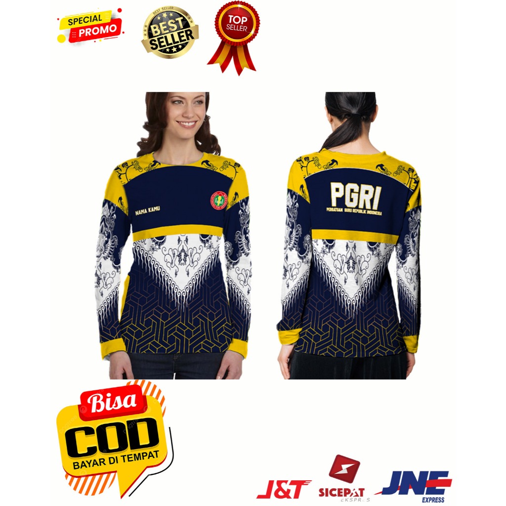 Jual baju kaos JERSEY PGRI WANITA DEWASA DAN ANAK FULL PRINTING / SUBLIM , JENIS KERAH DAN ...
