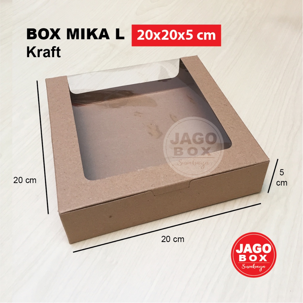 Jual Box Kotak Kue Snack Mika L 20x20x5 cm KRAFT | Shopee Indonesia