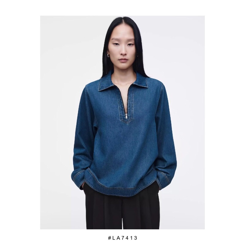 Jual LA7413 - Blue Denim | Shirt Kemeja | Shopee Indonesia