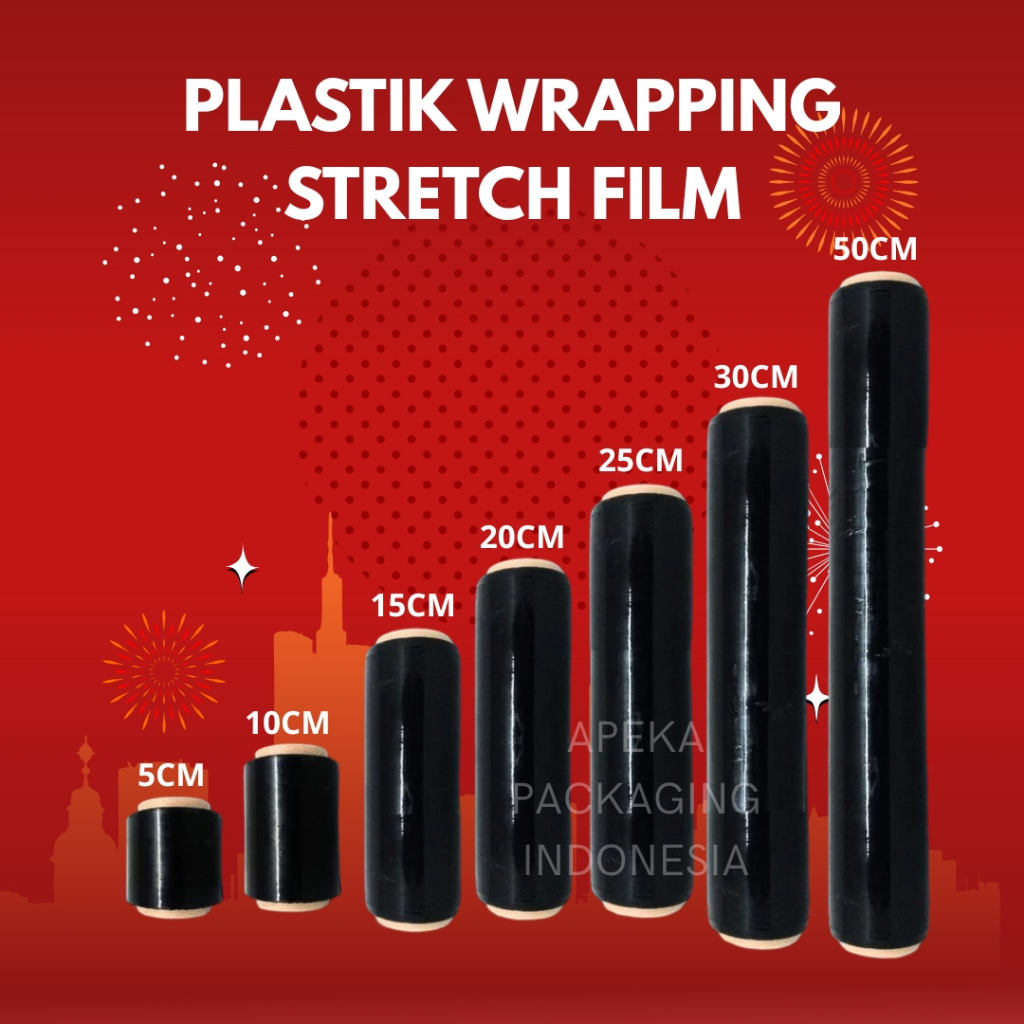 Jual Plastik Wrapping Barang / Stretch Film Hitam 5cm - 50cm x 300 ...