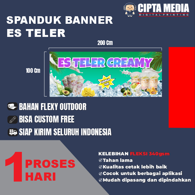 Jual Cetak Spanduk Banner Es Teler Gratis Desain Bisa Custom Shopee