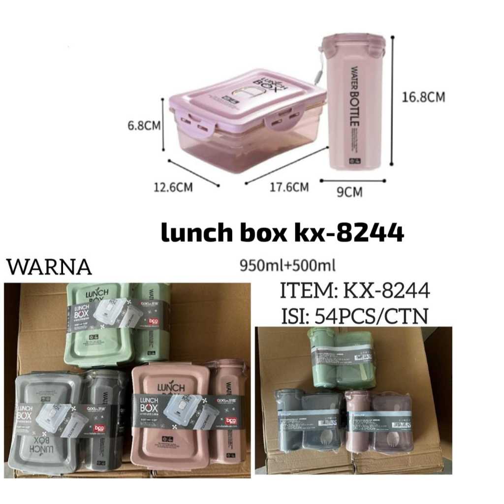 Jual Lunch box / kotak makan 1 set botol minum / tumbler kode kx-8244 ...