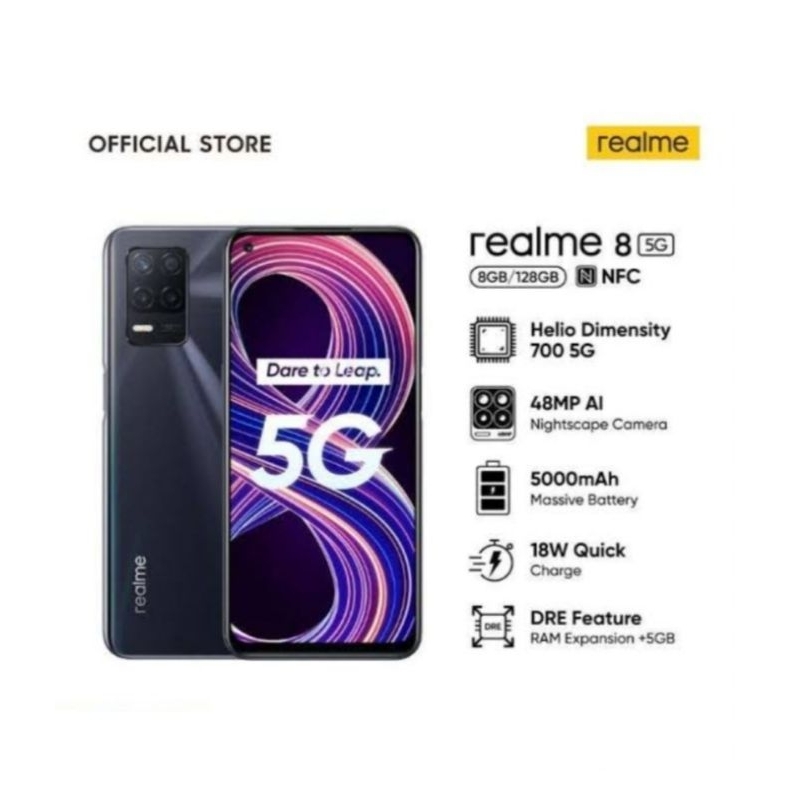 Jual HP REALME 8 5G 8/128 GB - RELMI 8 5G RAM 8GB ROM 128G GARANSI ...