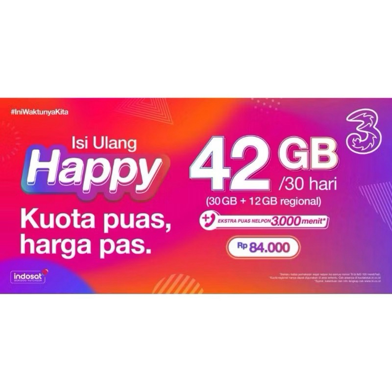 Jual isi ulang inject kuota tri 42gb full nasional | Shopee Indonesia