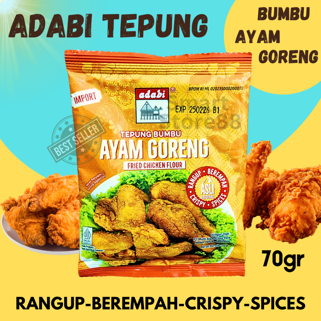 Jual ADABI TEPUNG BUMBU AYAM GORENG 70GR FRIED CHICKEN | Shopee Indonesia