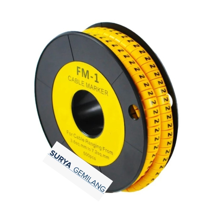 Jual Kabel Marker Angka 2 - Label Marker Cable FM 2 Kuning NINTOKU ORI ...
