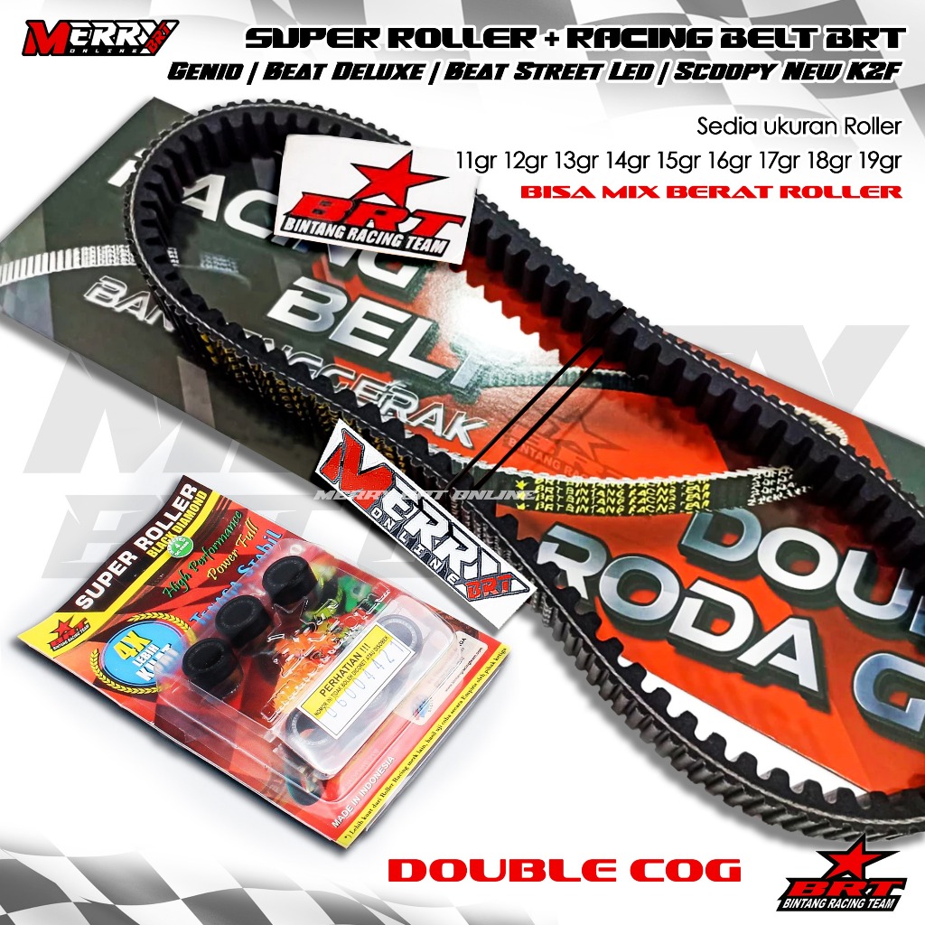 Jual Super Roller & Vanbelt V Belt Double COG BRT Genio Beat Scoopy Street Deluxe KOJ | Shopee ...