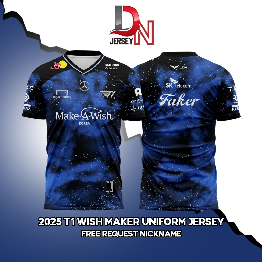 Jual JERSEY Baju Kaos T1 Wish Maker Uniform 2025 New LOL ( free custom nickname) | Shopee Indonesia