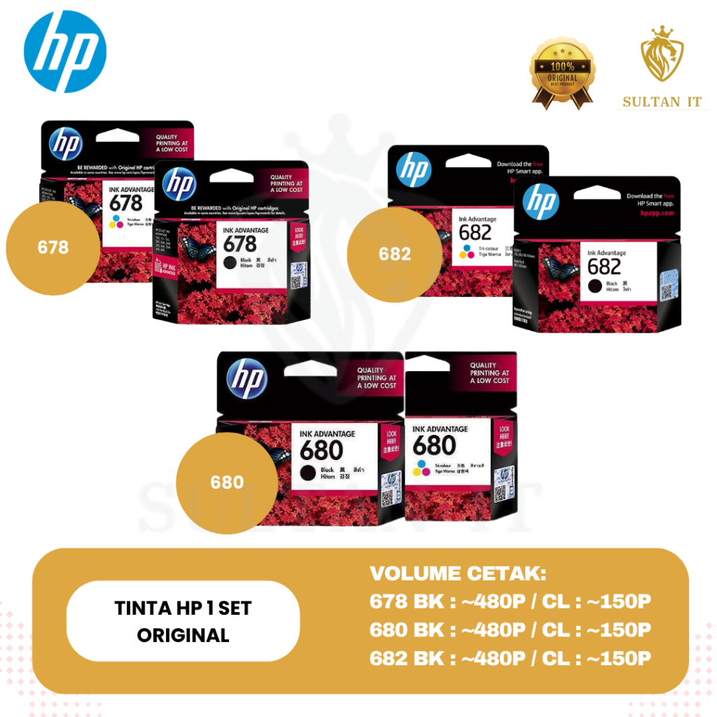 Jual Hp 680 / 682 / 678 Tinta Printer Original Cartridge | Shopee Indonesia