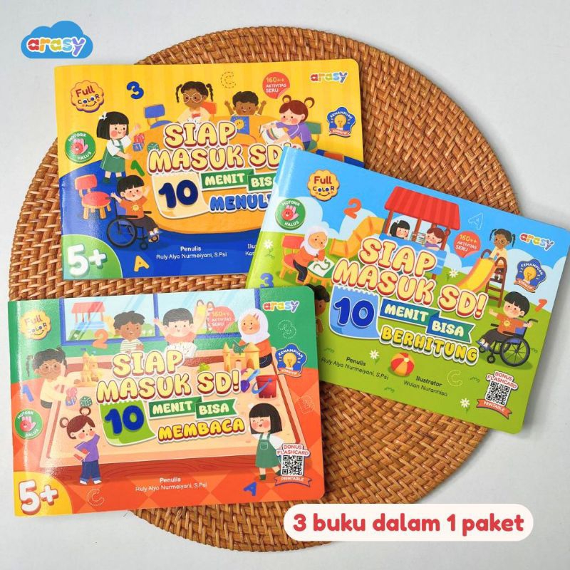 Jual [ARASY] SIAP MASUK SD (3 buku) + 3 BONUS Printable Flashcard ...