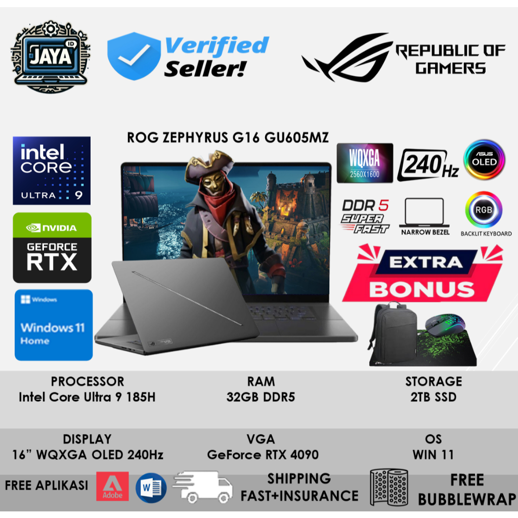 Jual Laptop Asus Rog Zephyrus G16 GU605MZ Intel Core Ultra 9 185H 32GB ...