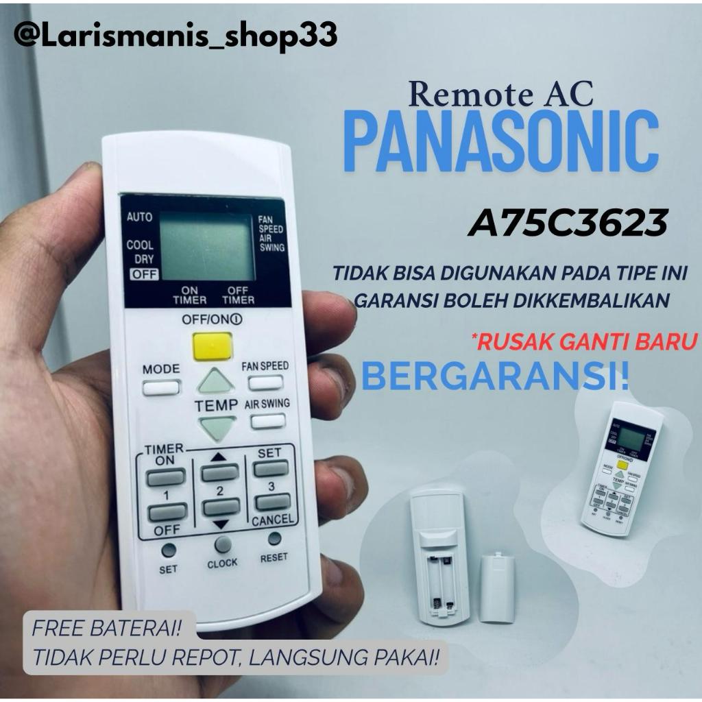Jual Remote Ac Panasonic Original Asli A75C3623 Free Baterai AAA / A3 | Shopee Indonesia