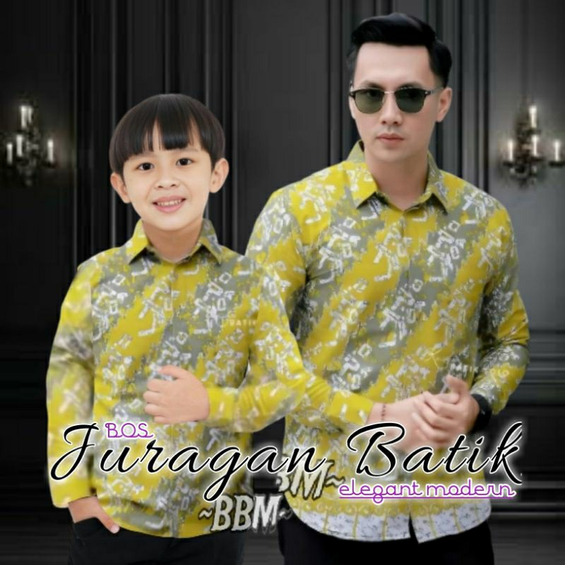Jual Kemeja Batik Warna Kuning | Batik Couple Ayah Dan Anak Laki-laki ...