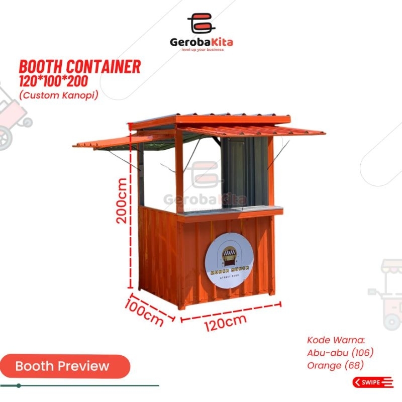 Jual booth kontainer ukuran 120x100x200 custom lantai kanopi besar REV ...