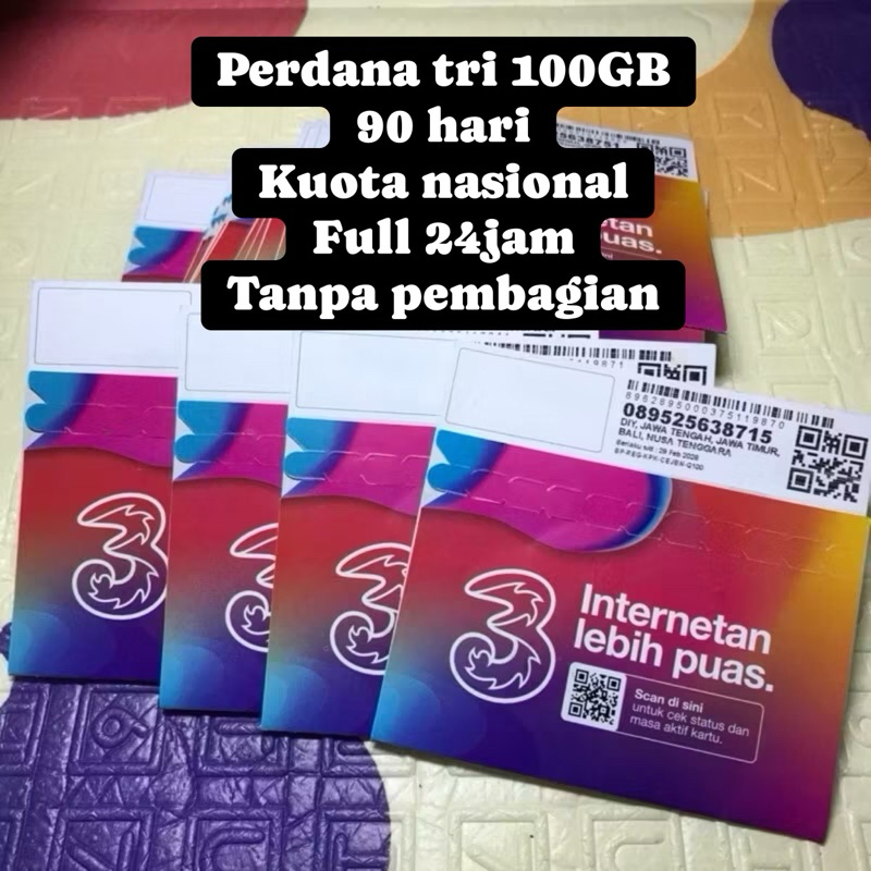 Jual PROMO PERDANA TRI 100GB 90 HARI (sudah berikut kuota) | Shopee ...
