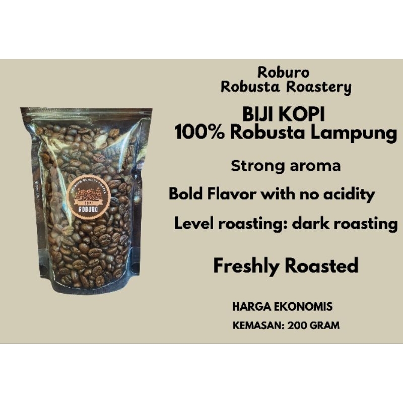 Jual BIJI KOPI Roasted Bean Coffee ROBUSTA LAMPUNG PRODUKSI UMKM- 200 ...