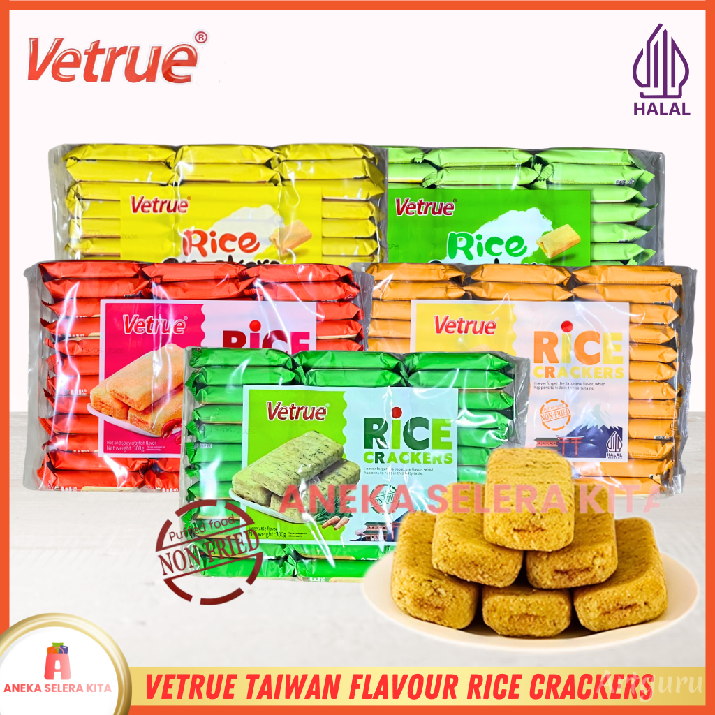 Jual Vetrue Taiwan Flavour Rice Crackers Rasa Salted Egg, Vegetable, Cheese & Crayfish Halal 300 ...