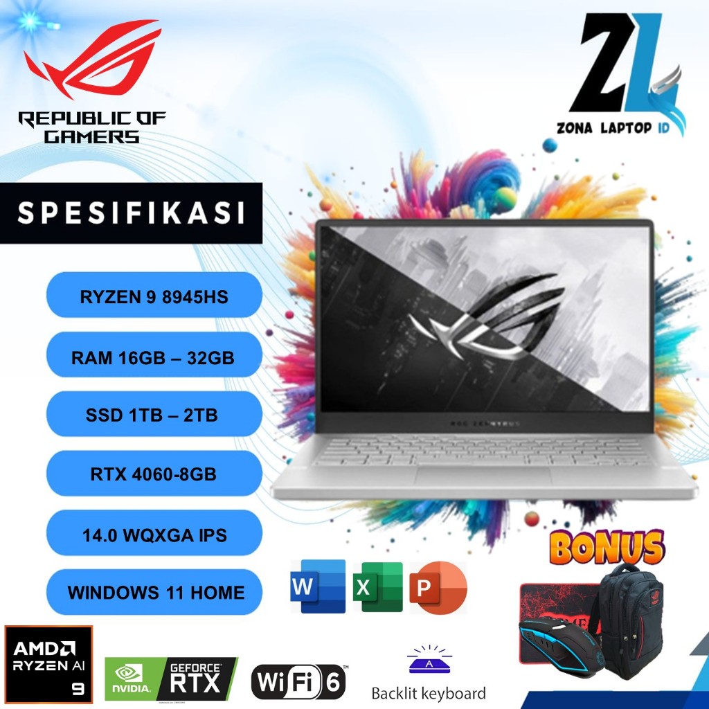 Jual ASUS ROG Zephyrus G14 GA403UV Ryzen 9 8945HS 32GB 2TB SSD RTX4060 ...