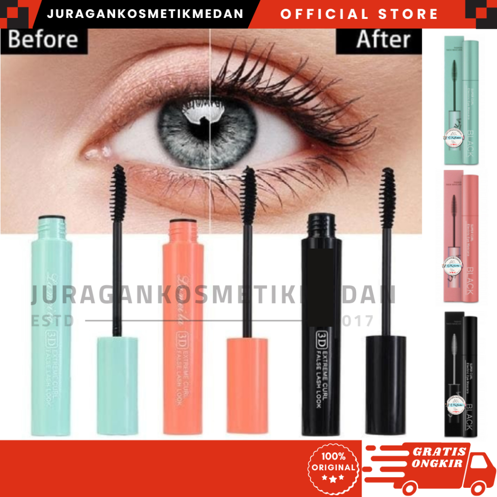 Jual MASCARA BLACK PINK GREEN WATERPROOF VOLUMIZING LENGTHENING CURLING ...