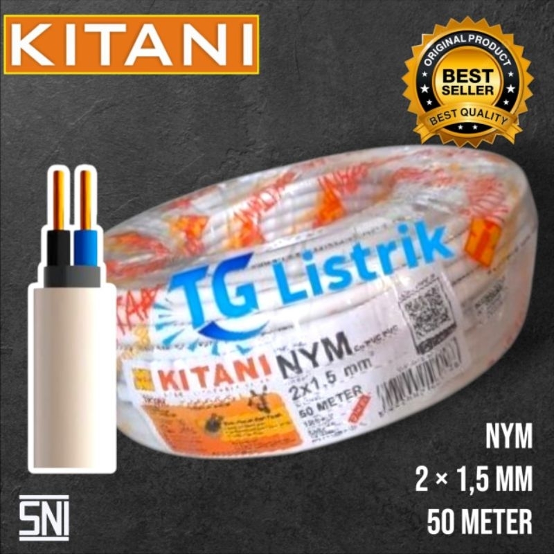 Jual Kabel Kitani NYM 2×1,5mm Panjang 50m Warna Putih Kabel Engkel Isi ...
