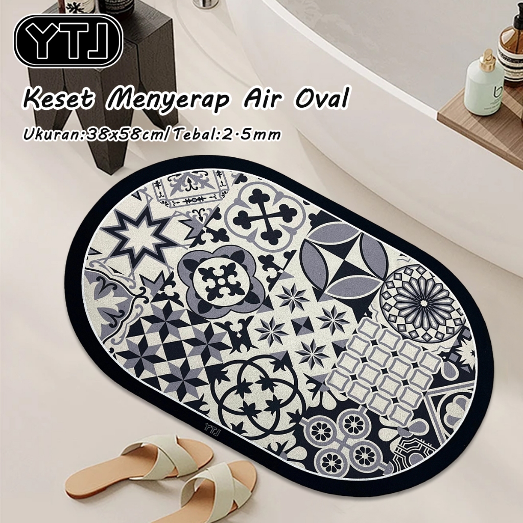 Jual YTJ Keset Menyerap Air Oval 38x58cm Keset Kamar Mandi Menyerap Air ...