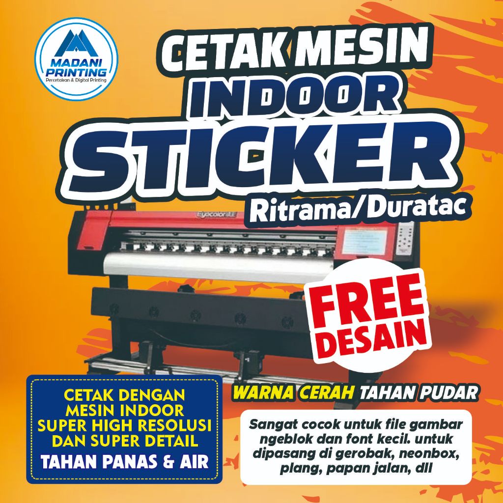 Jual [FREE DESAIN] Cetak INDOOR Bahan Stiker Ritrama/Duratac | Shopee ...