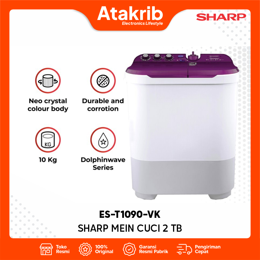 Jual SHARP SEMI AUTO 2 TB ES-T1090-VK 10KG | Shopee Indonesia