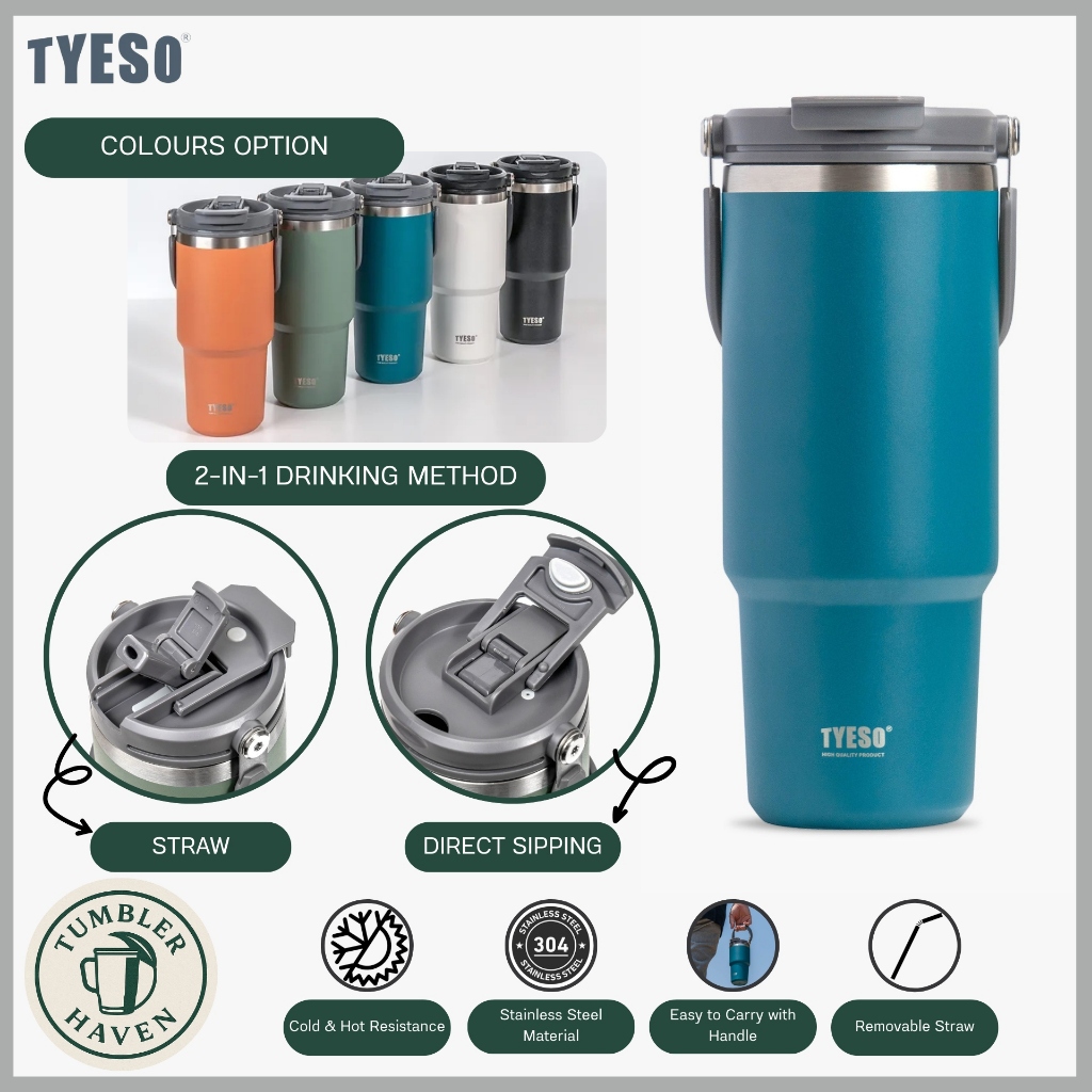 Jual [Tumbler Haven] TYESO 2-in-1 Handle Tumbler Stainless Steel Vacuum ...