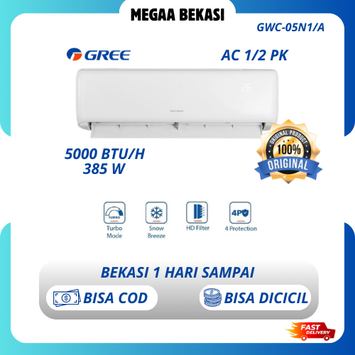 Jual GREE AC 1/2 PK 0.5 PK NON INVERTER GWC-05N1/A GWC 05 N1 LOW WATT ...