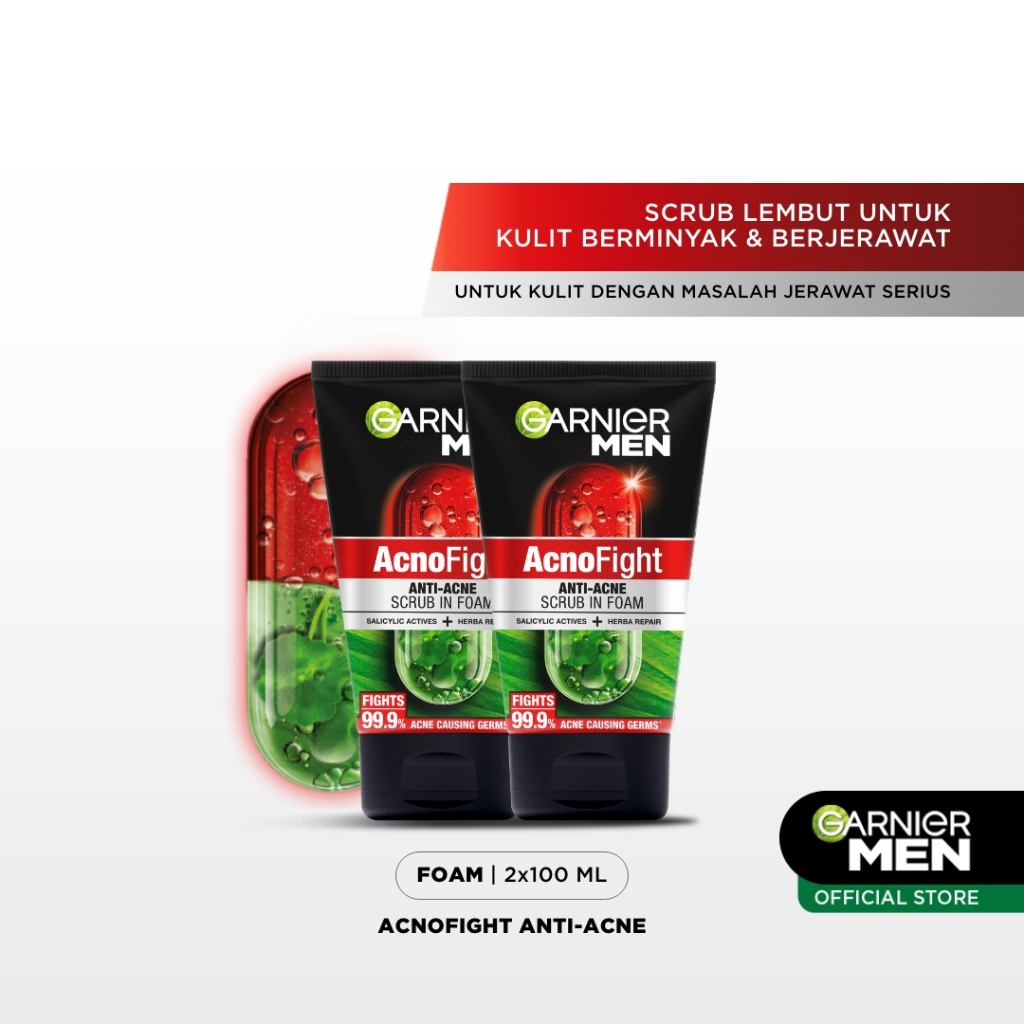 Jual (PAKET HEMAT ISI 2) Garnier Men Acno Fight Anti-Acne Scrub In Foam ...