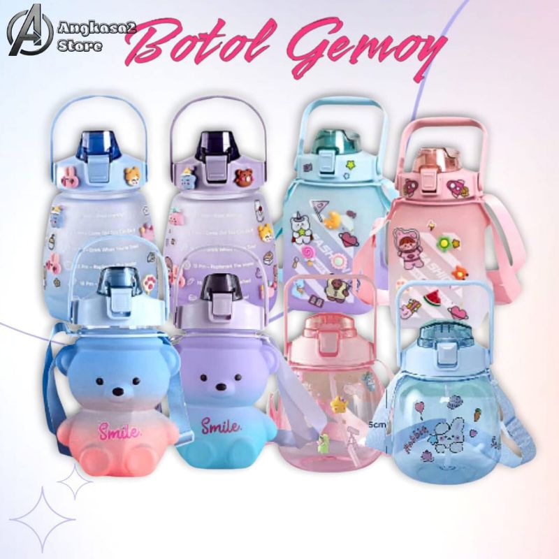 Jual Botol Minum Gemoy Gendut Pastel Gradasi Bulat Kotak Doff | Shopee ...