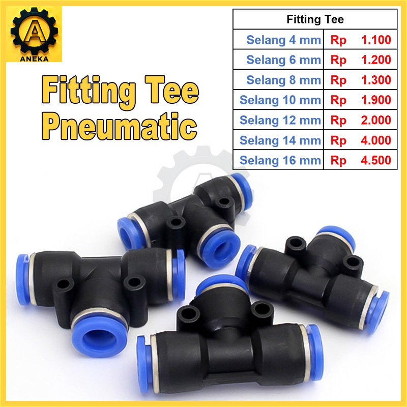 Jual Fitting Tee Pneumatic Slip Lock Selang 4mm 6mm 8mm 10mm 12mm 14mm ...
