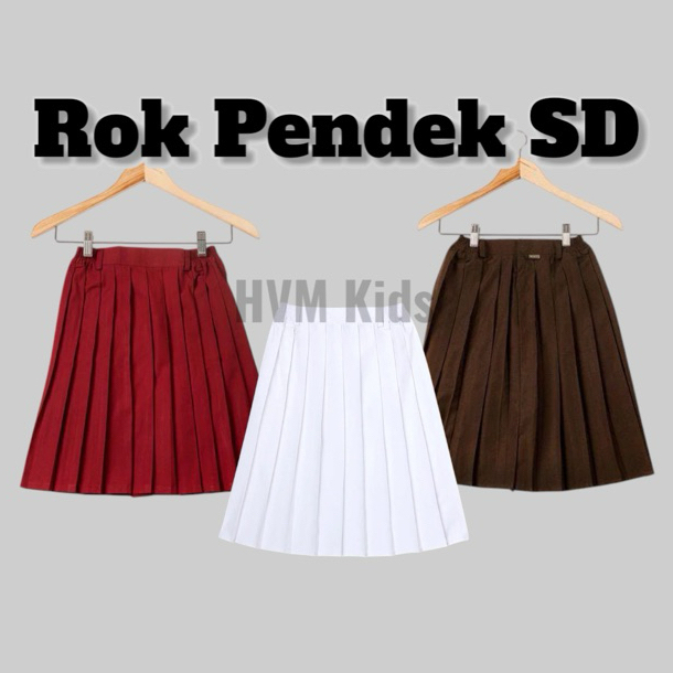 Jual Rok Pendek Sekolah SD Perempuan MERAH PUTIH COKELAT Pramuka Rok Pendek Rempel Lipit Merah ...