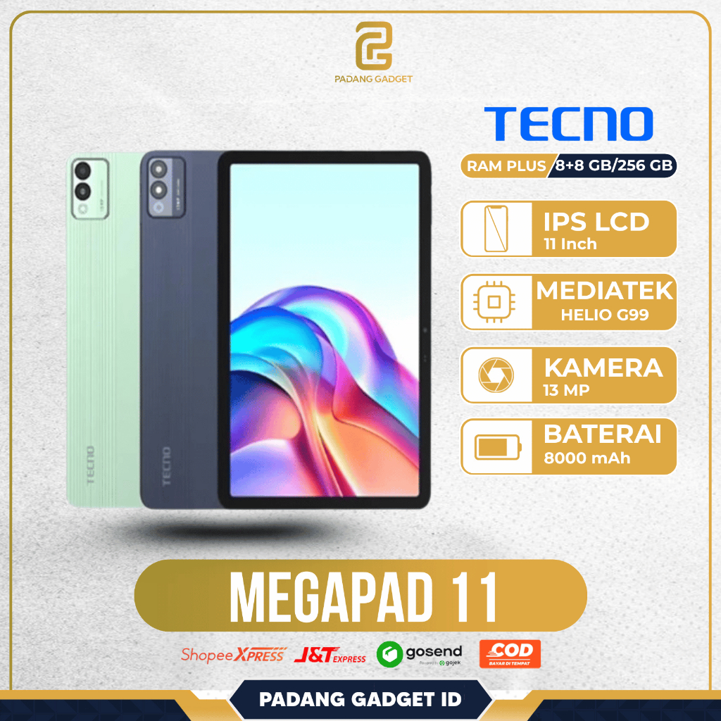 Jual Tecno Megapad 11 8+8/128 & 8+8/256GB Pad Tablet Gaming 13MP 11 ...