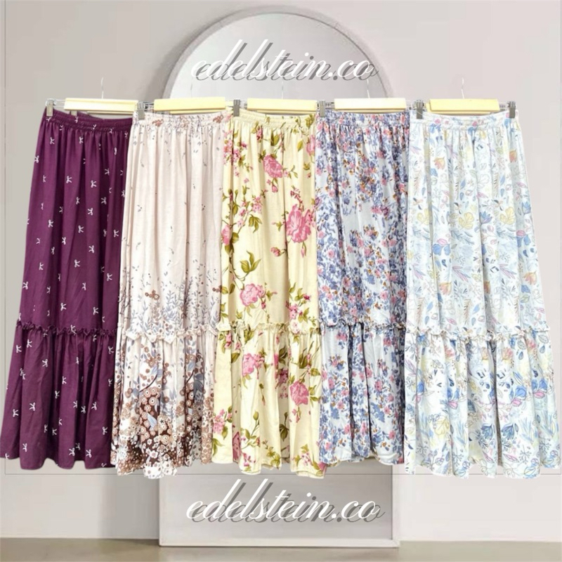 Jual Edl~ Rok Wanita Rayon Motif / Rok Ruffle Canda Rayon Preium ...