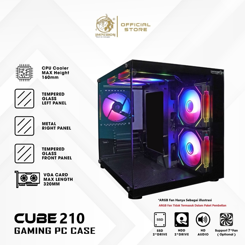 Jual Imperion PC Case Cube 210 | Shopee Indonesia