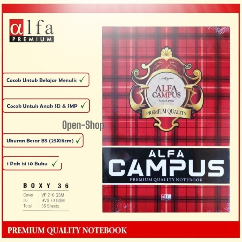 Jual [10 Buku] Buku tulis BMC/ALFA Campus 36 lembar / buku catatan ukuran boxy panjang | Shopee ...