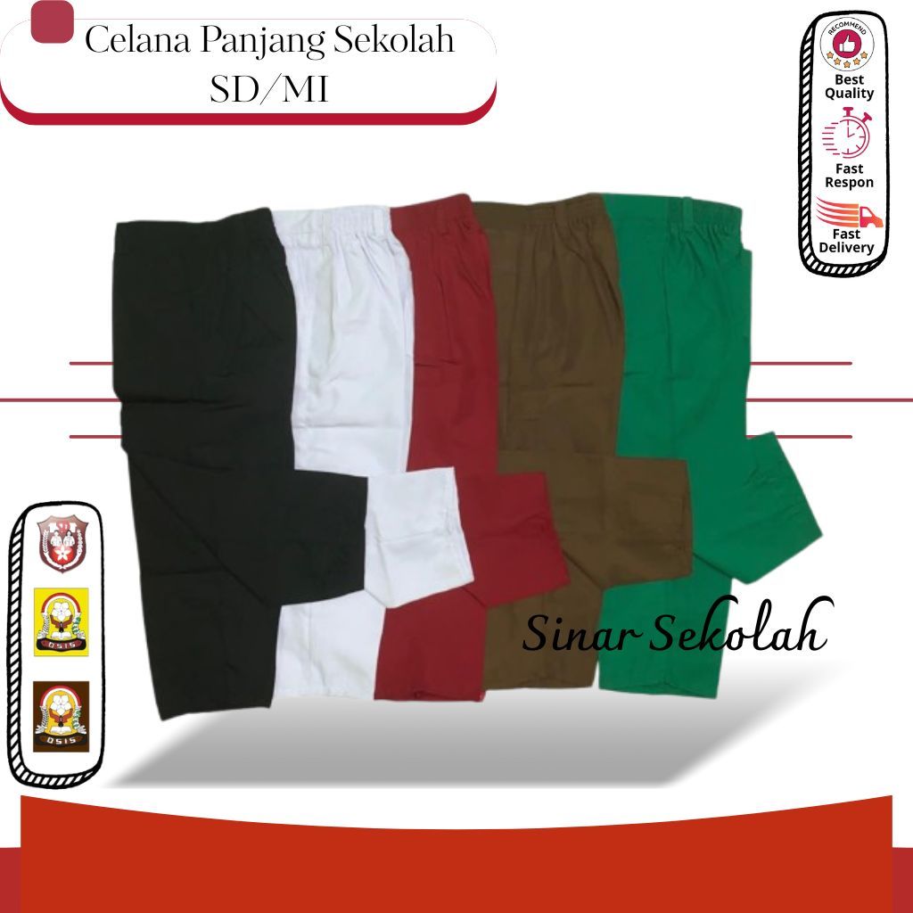 Jual Seragam Sekolah Celana Panjang SD MI Celana Seragam Sekolah Laki-laki Merah Putih hitam ...