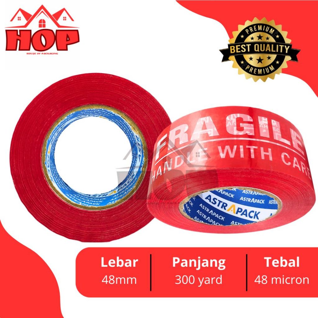 Jual LAKBAN FRAGILE MERAH 48MM X 300 YARD X 48 MICRON JUMBO ROLL ...
