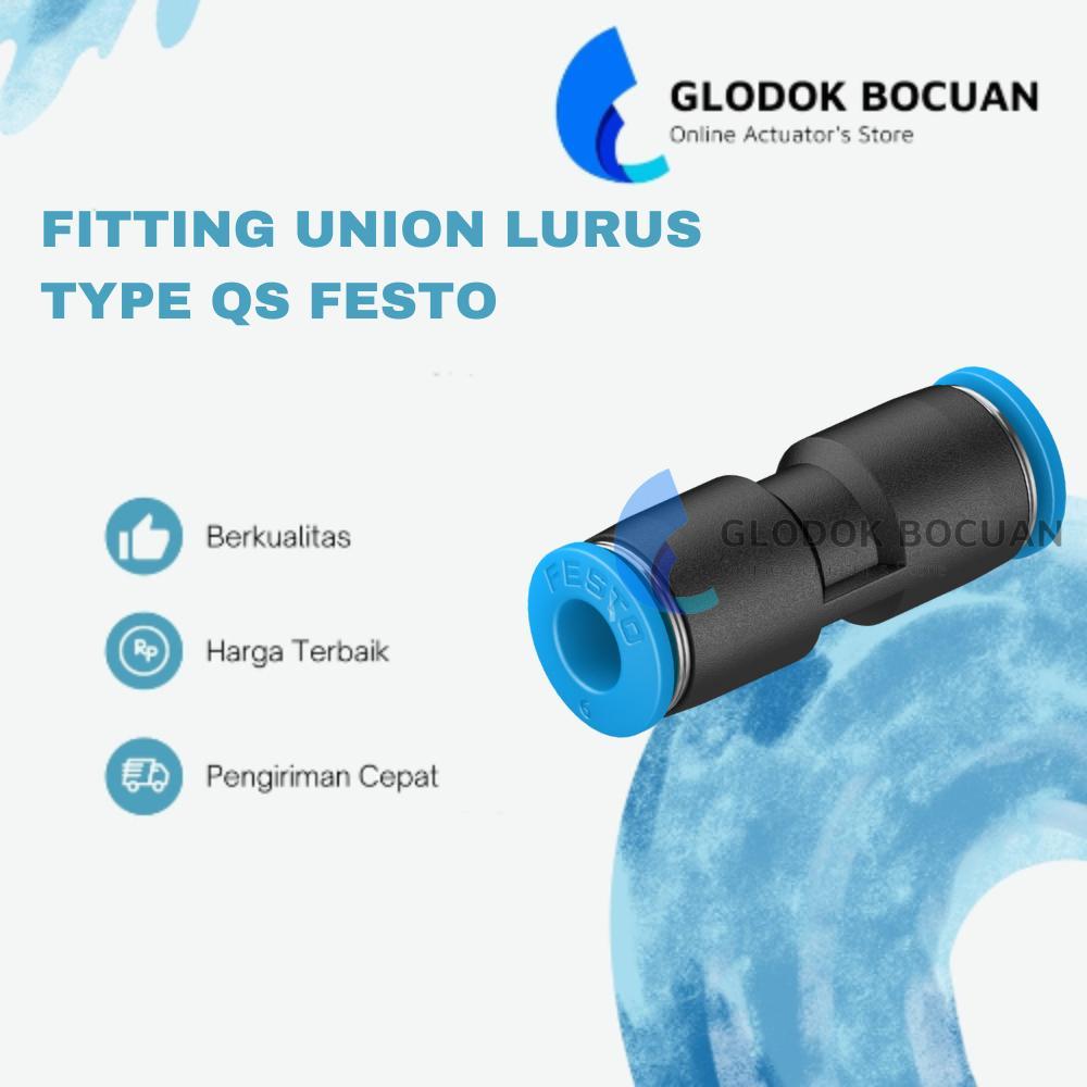 Jual QS-4 FESTO ONE TOUCH FITTING LURUS UNION SLIP LOCK FUSH IN ...