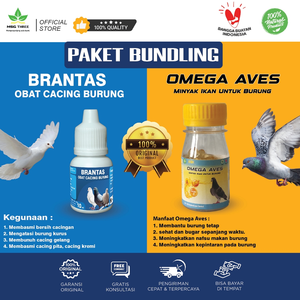 Jual Paket bundling Minyak ikan & Obat cacing burung merpati ( Omega ...