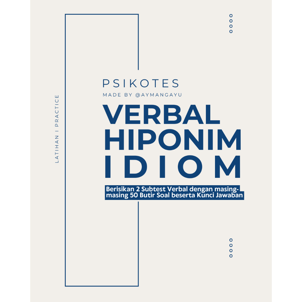 Jual PAKET TES VERBAL HIPONIM (KIASAN) & IDIOM (UNGKAPAN MAKNA) (A4 ...