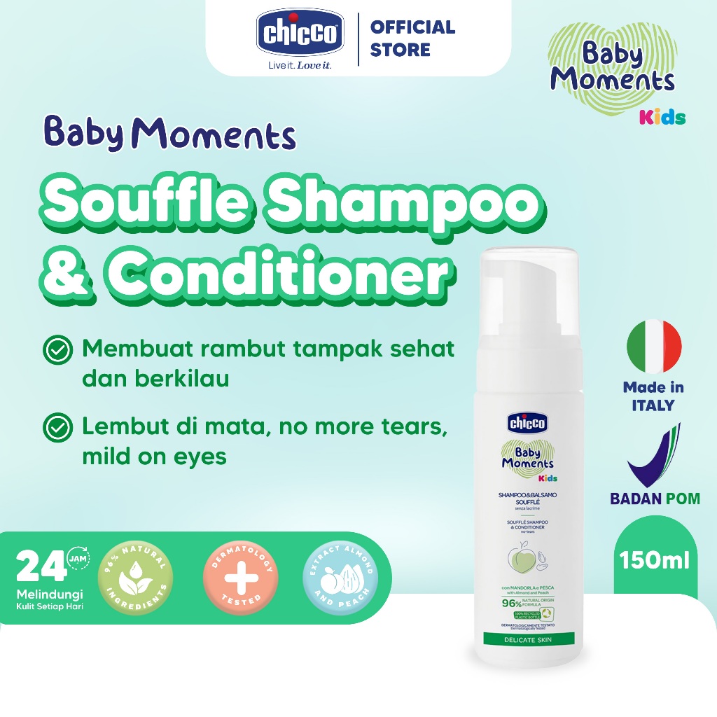 Jual CHICCO Baby Moments Souffle Shampoo and Conditioner 150 mL / Sampo ...