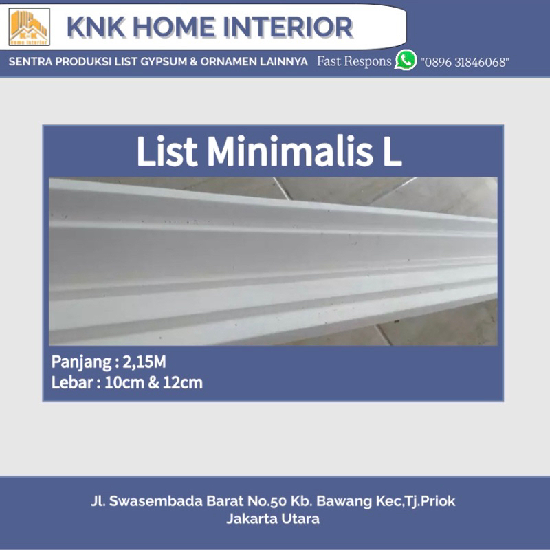 Jual List Gypsum 10cm & 12cm / Lis Gypsum Polos Tipe L / List Minimalis ...