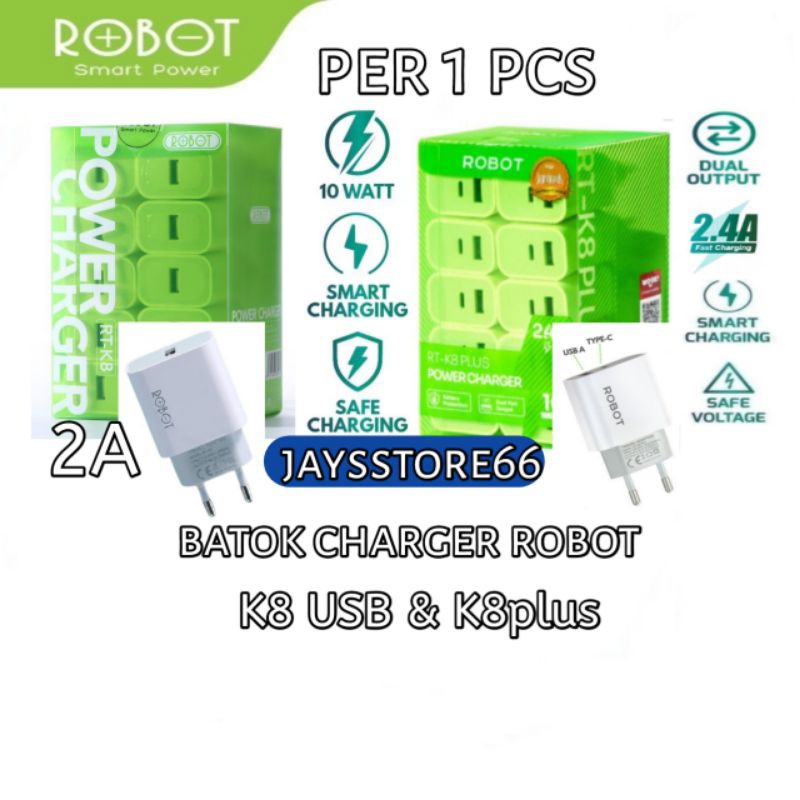 Jual ( 1 PCS ) ADAPTOR ROBOT RT-K8 2A USB/ RT-K8 Plus / OLIKE C109 2.4A ...