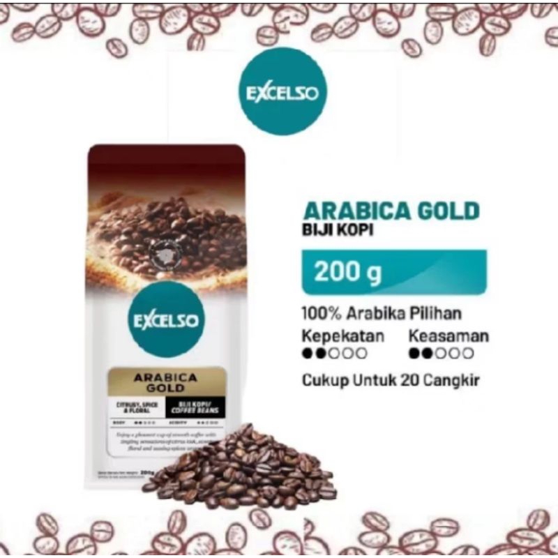 Jual EXCELSO KOPI BIJI ARABICA GOLD 200GR | Shopee Indonesia