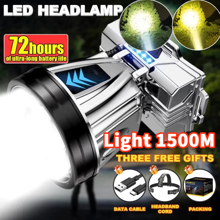 Jual Anbolt Senter Kepala Super Terang 500W Senter Kepala Dapat Digunakan Waterproof LED ...