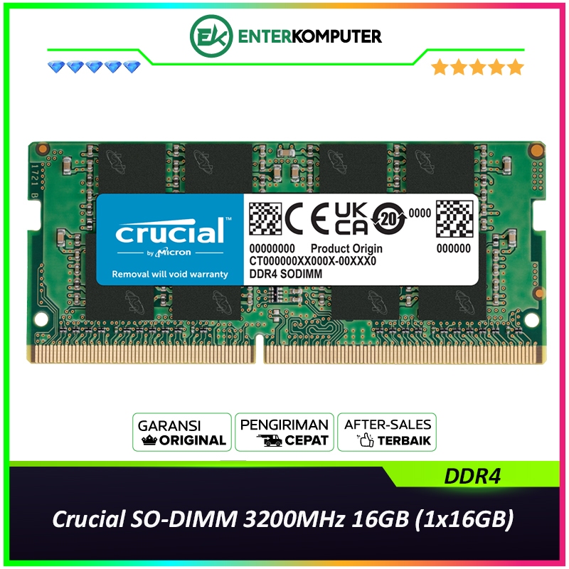 Jual Crucial SO-DIMM DDR4 PC25600 3200MHz 16GB (1x16GB) / RAM 16GB | Shopee Indonesia